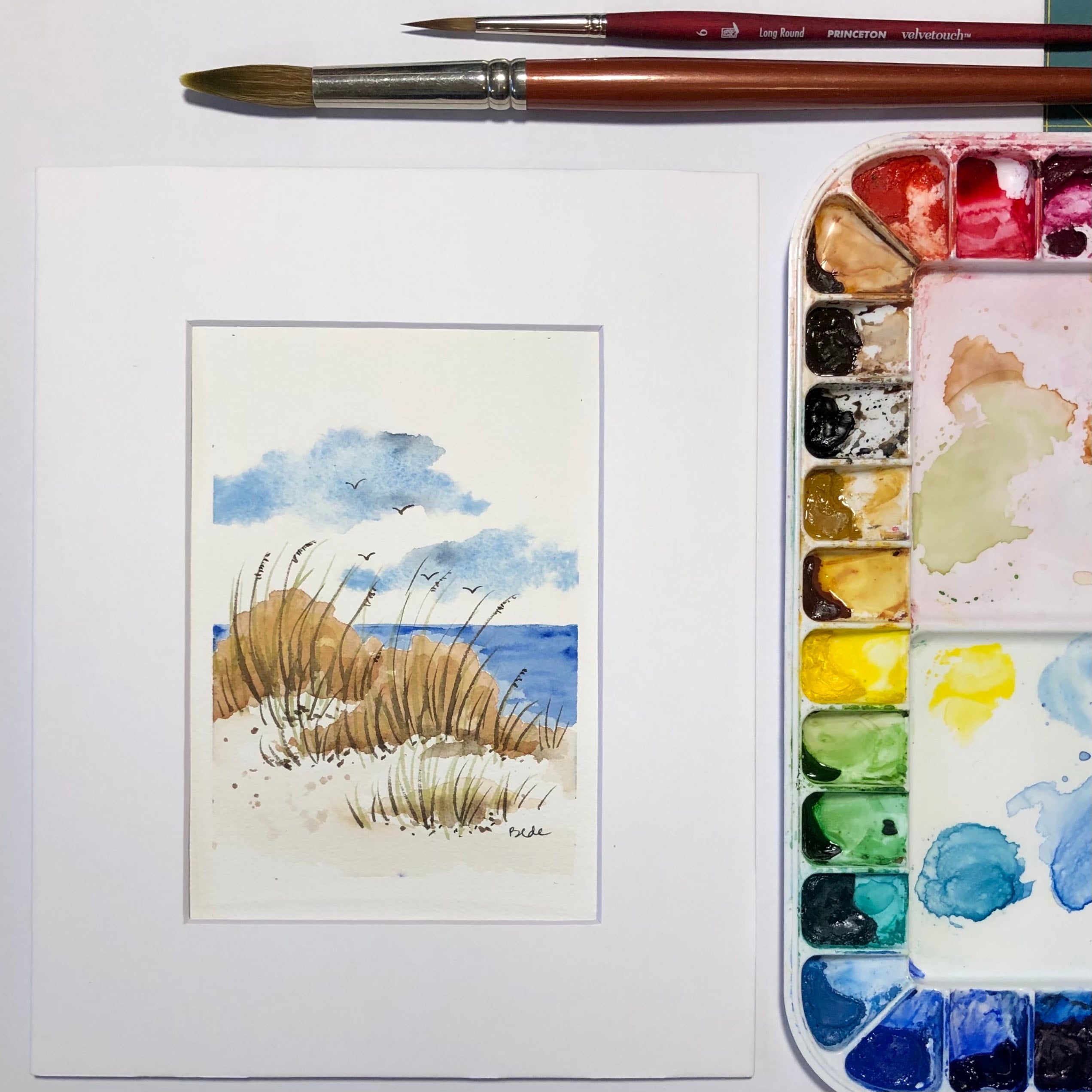 Watercolor Workshop: Grassy Beach Scene | Catherine Bede Gallery